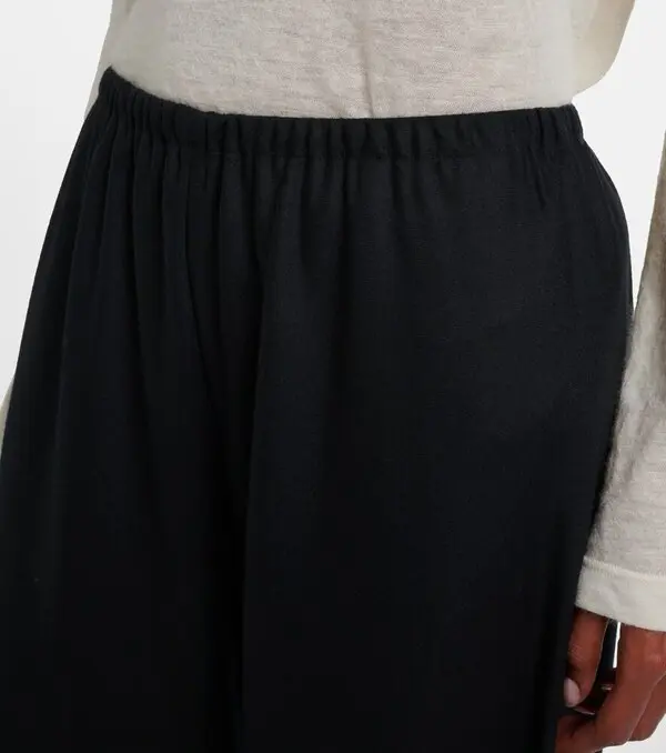 THE ROW Gala Virgin Wool Flannel Wide-leg Pants - Black