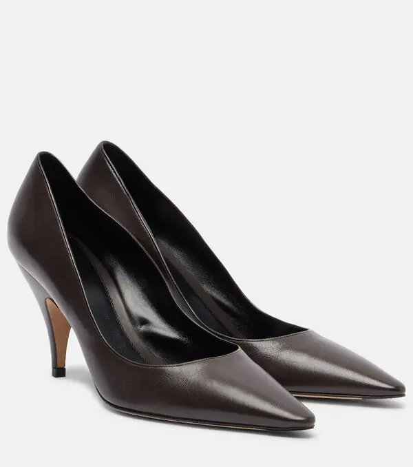 THE ROW Liisa 80 Leather Pumps - Brown
