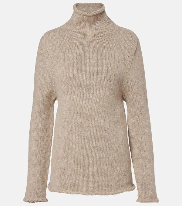 THE ROW Mariam Cashmere Turtleneck Sweater - Beige