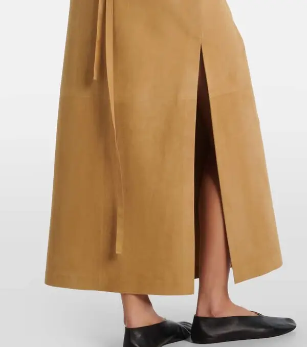 THE ROW Danas Suede Wrap Skirt - Beige