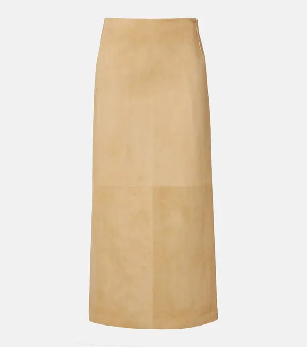 THE ROW Danas Suede Wrap Skirt - Beige