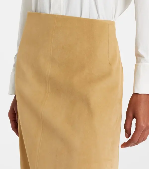 THE ROW Danas Suede Wrap Skirt - Beige