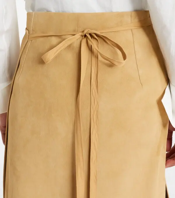 THE ROW Danas Suede Wrap Skirt - Beige