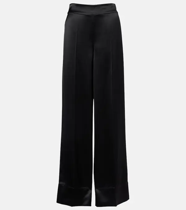 JOSEPH Dijon Satin Wide-leg Pants - Black