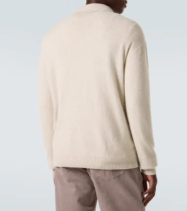 THE ROW Leach Cashmere Polo Sweater - Beige