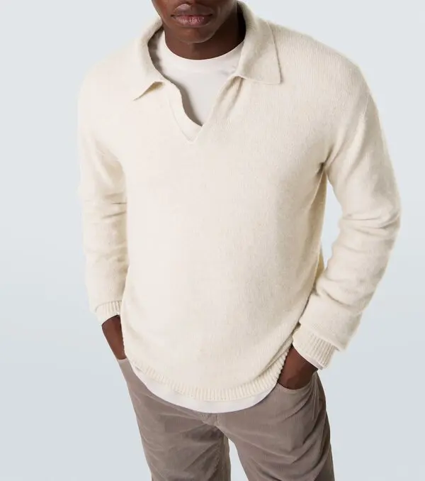 THE ROW Leach Cashmere Polo Sweater - Beige