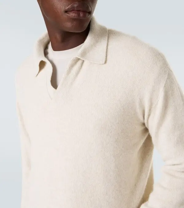 THE ROW Leach Cashmere Polo Sweater - Beige