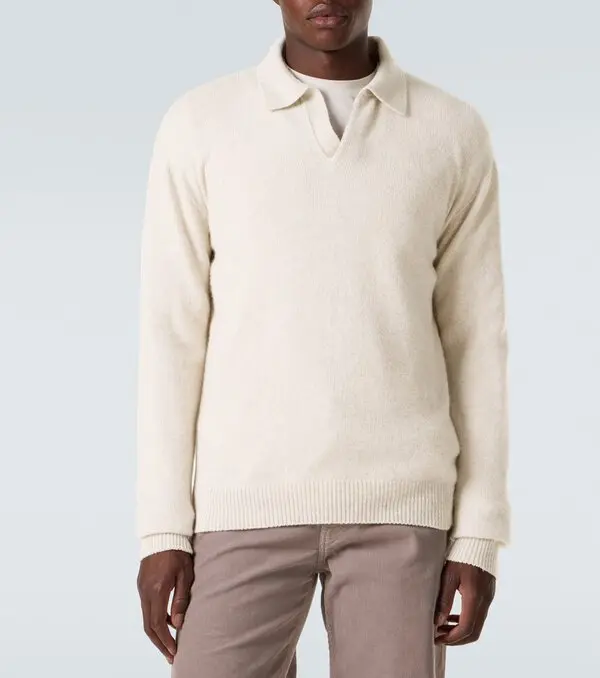 THE ROW Leach Cashmere Polo Sweater - Beige