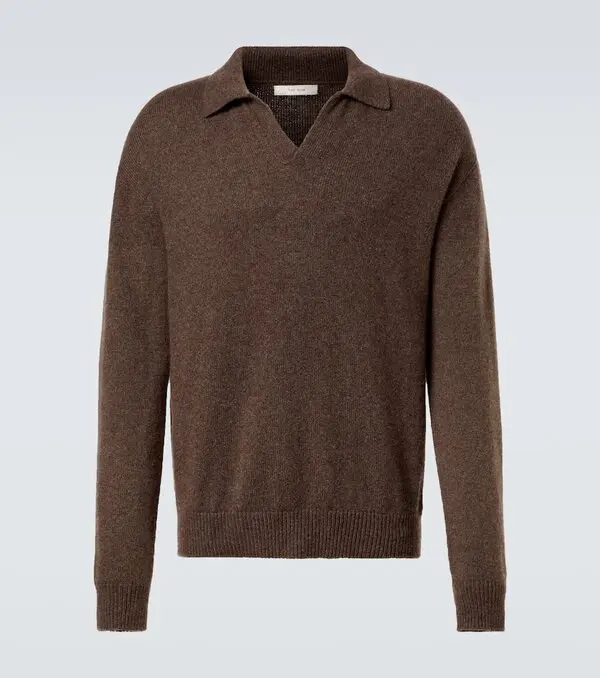 THE ROW Leach Cashmere Polo Sweater - Brown