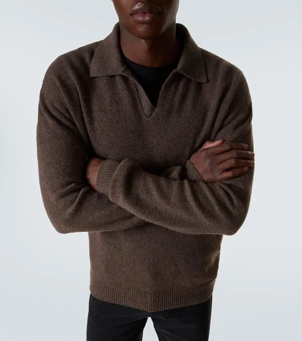 THE ROW Leach Cashmere Polo Sweater - Brown
