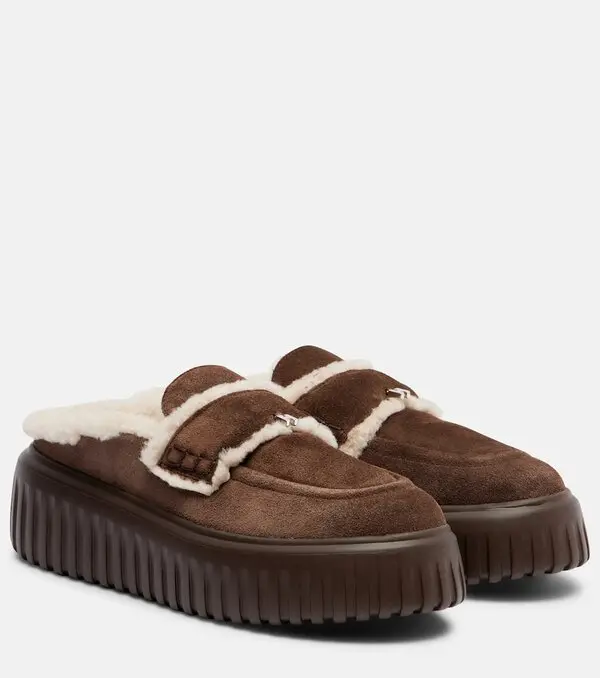 Hogan Shearling-trimmed Platform Loafers