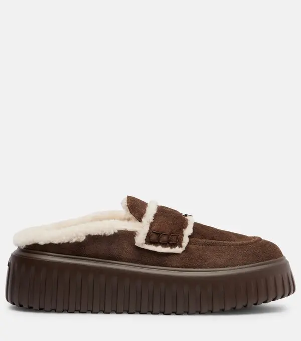 Hogan Shearling-trimmed Platform Loafers