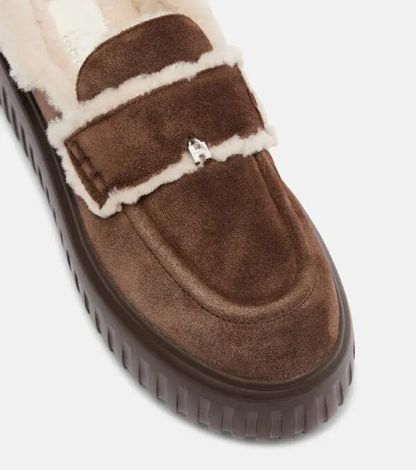 Hogan Shearling-trimmed Platform Loafers