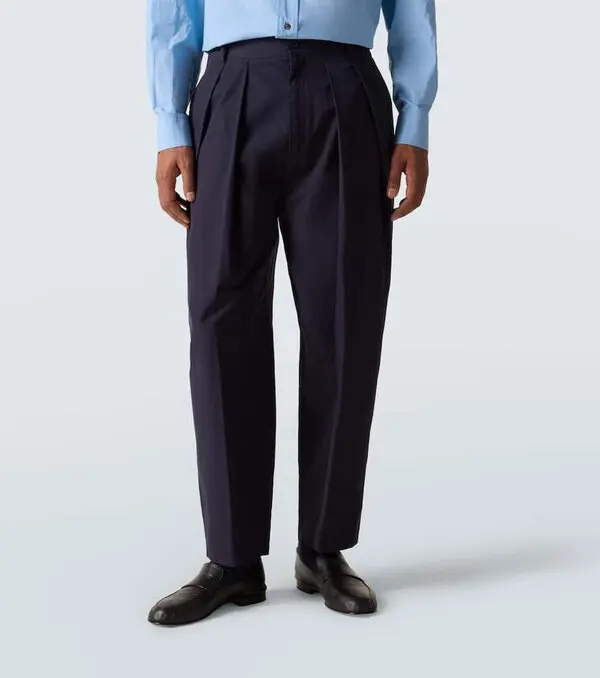 THE ROW Dyon Pleated Cotton Tapered Pants