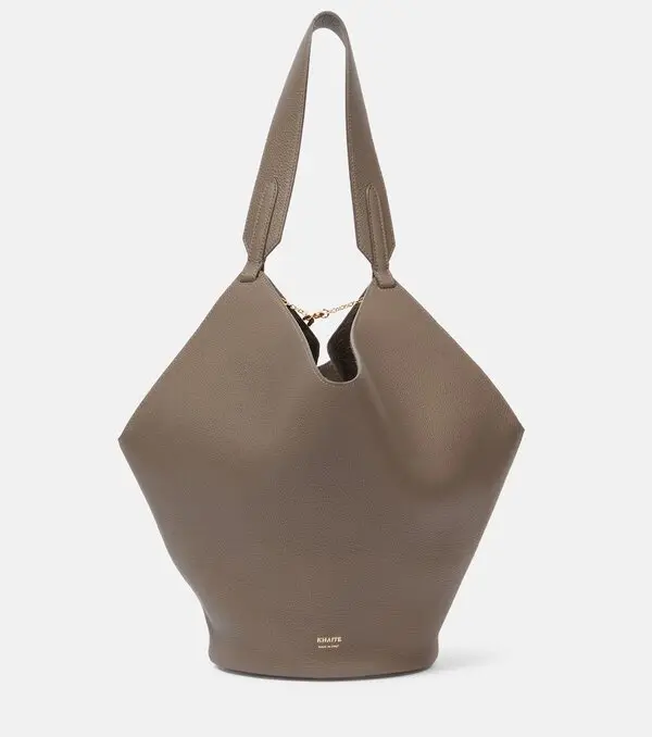 Khaite Lotus Small Leather Tote Bag - Grey