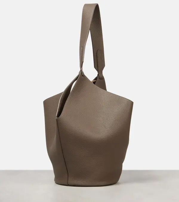 Khaite Lotus Small Leather Tote Bag - Grey