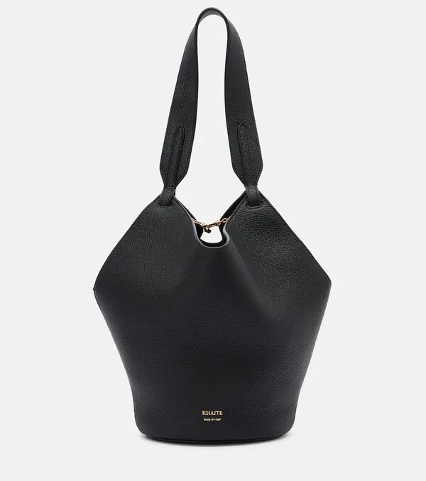 Khaite Lotus Mini Leather Tote - Black
