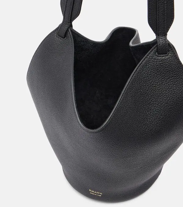 Khaite Lotus Mini Leather Tote - Black
