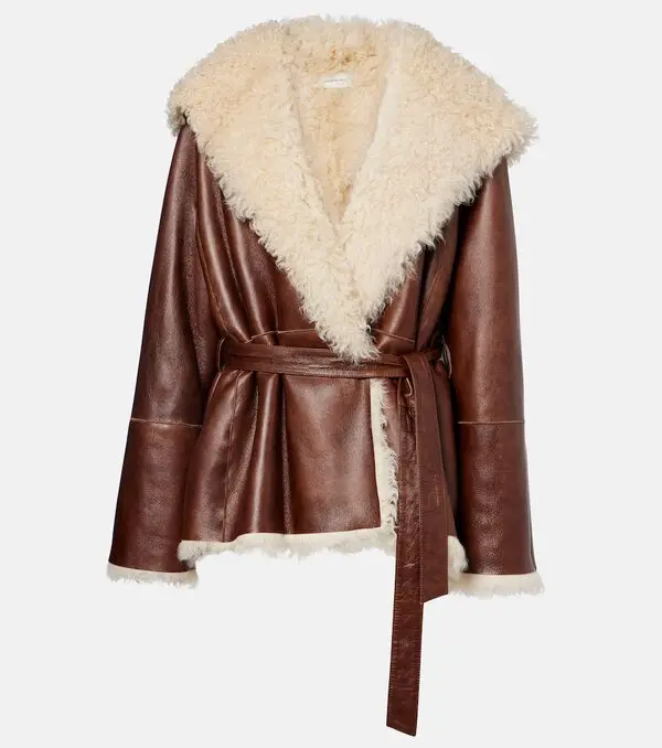 Magda Butrym Shearling-trimmed Leather Jacket