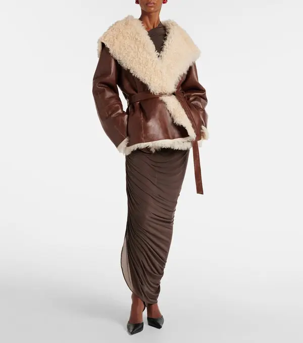 Magda Butrym Shearling-trimmed Leather Jacket