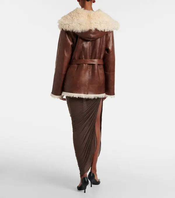 Magda Butrym Shearling-trimmed Leather Jacket