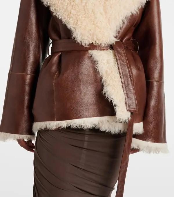 Magda Butrym Shearling-trimmed Leather Jacket
