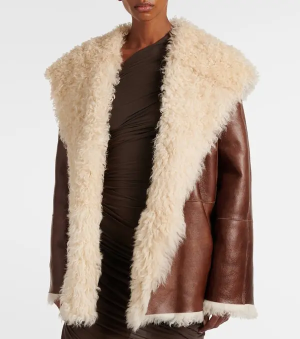 Magda Butrym Shearling-trimmed Leather Jacket