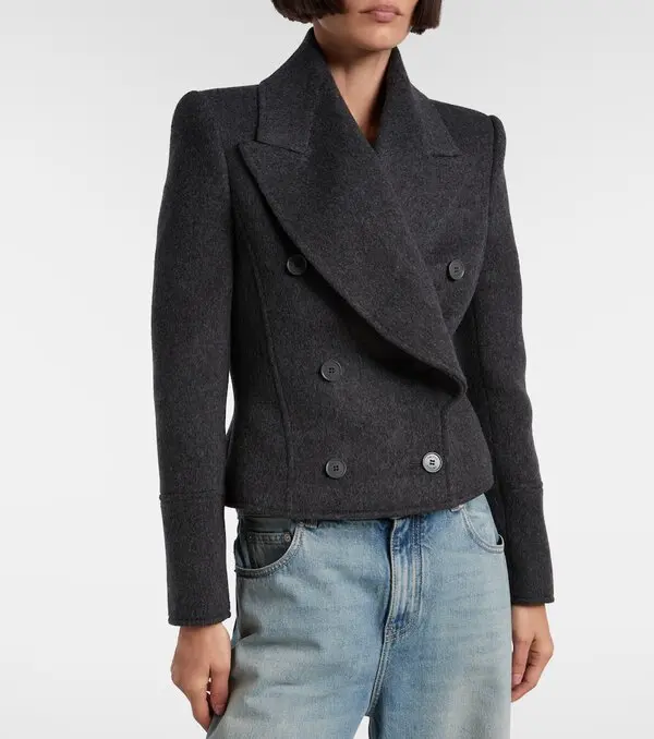 Alexander McQueen Double-breasted Wool Jacket - Grey