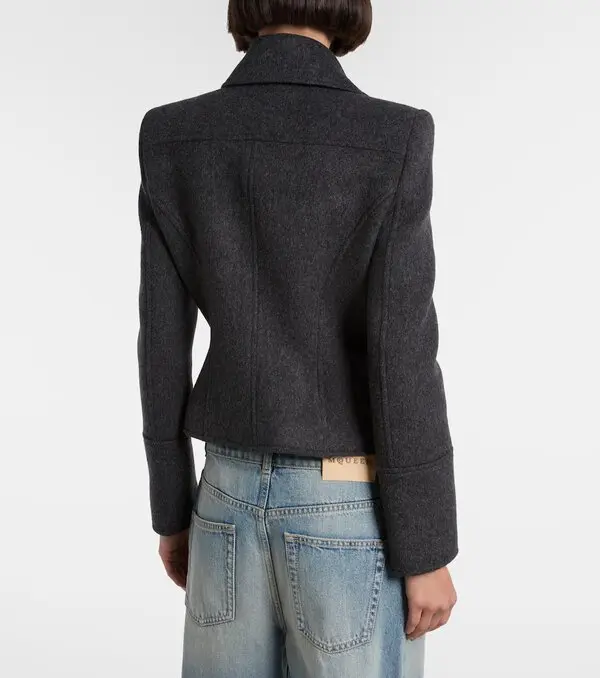 Alexander McQueen Double-breasted Wool Jacket - Grey