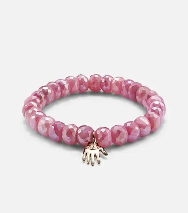 SYDNEY EVAN 14kt Bracelet With Moonstones And Diamonds - Pink