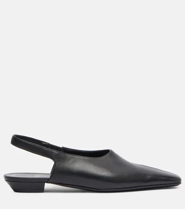Khaite Celia Leather Slingback Flats - Black