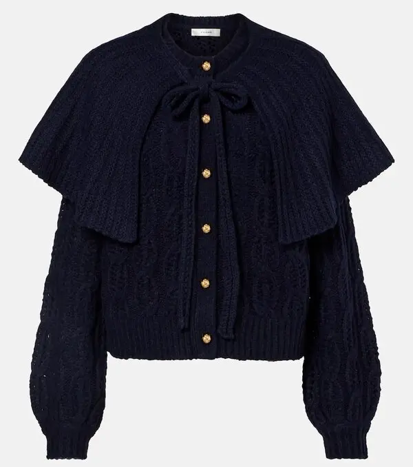 FRAME Caped Wool-blend Cardigan - Blue