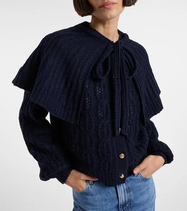 FRAME Caped Wool-blend Cardigan - Blue