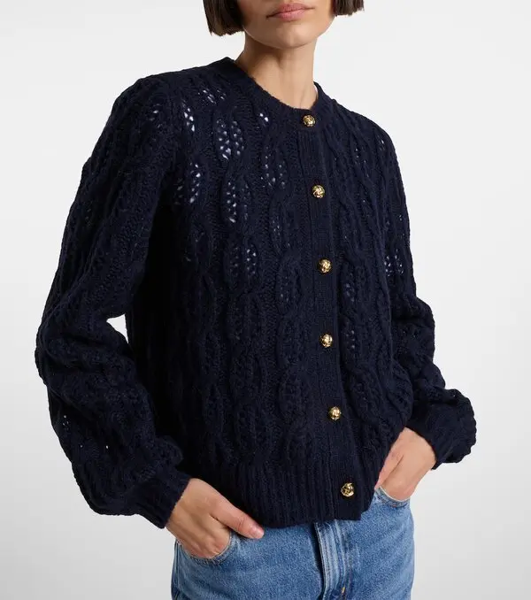 FRAME Caped Wool-blend Cardigan - Blue