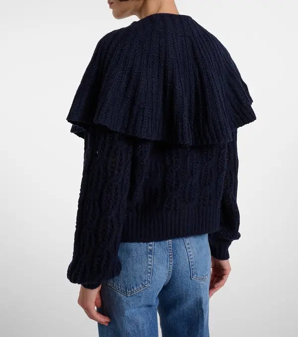 FRAME Caped Wool-blend Cardigan - Blue