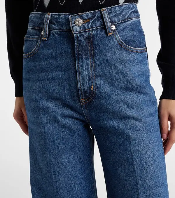 FRAME Slice High-rise Flared Jeans - Blue