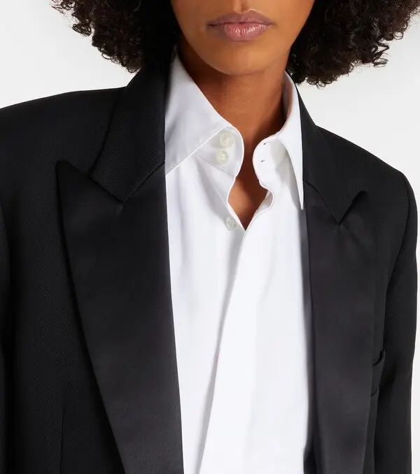 Victoria Beckham Belted Satin-trimmed Blazer