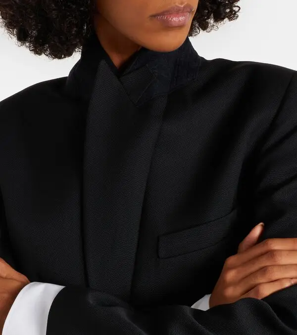 Victoria Beckham Belted Satin-trimmed Blazer