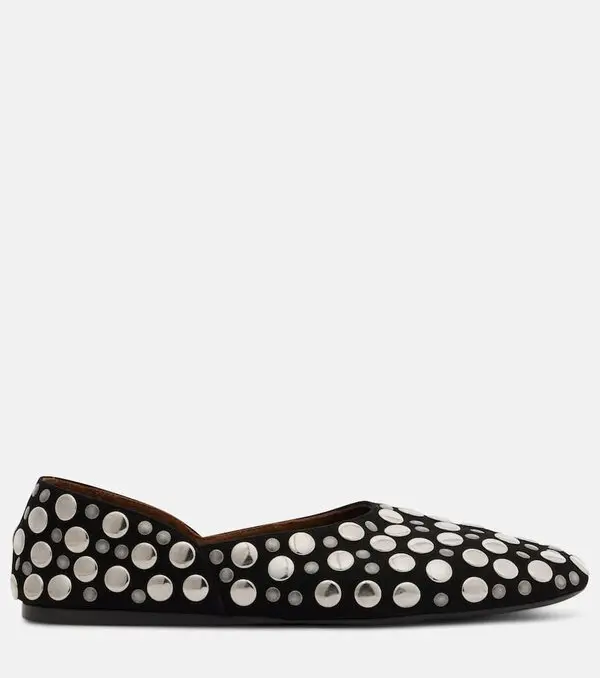 Khaite Jane Studded Suede Ballet Flats - Black
