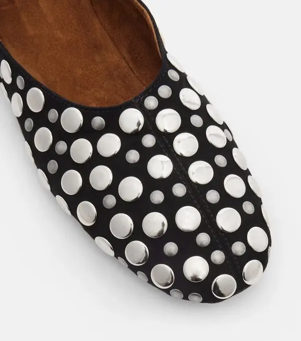 Khaite Jane Studded Suede Ballet Flats - Black