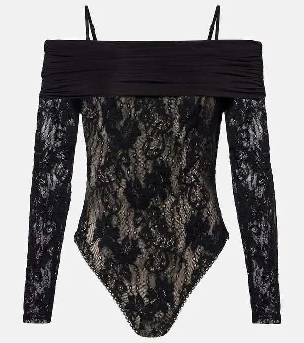 Zimmermann Rebellion Off-shoulder Lace Bodysuit - Black
