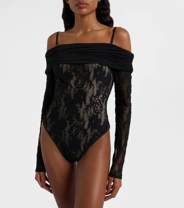 Zimmermann Rebellion Off-shoulder Lace Bodysuit - Black