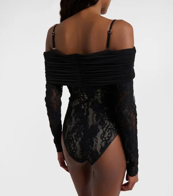 Zimmermann Rebellion Off-shoulder Lace Bodysuit - Black