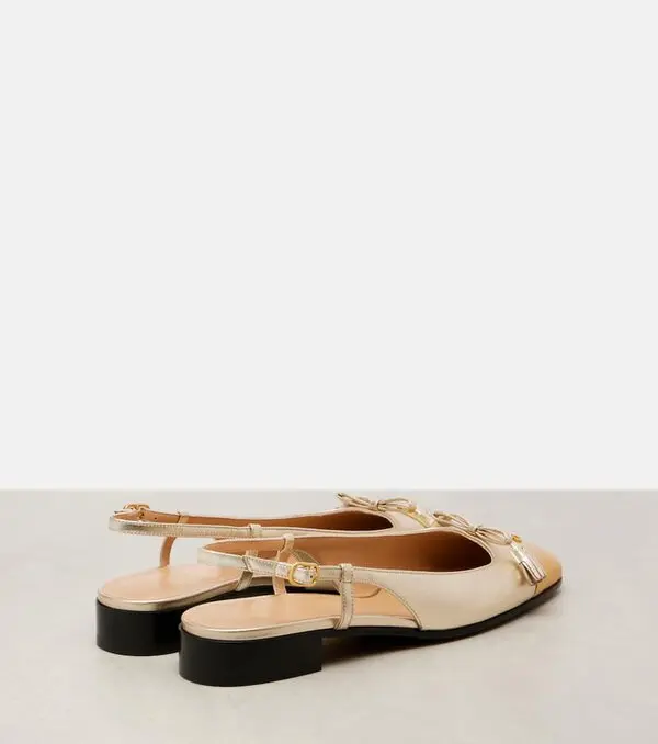 Valentino Garavani Valet Du Roi Leather Slingback Flats - Silver