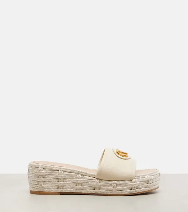 Valentino Garavani Vlogo Leather Platform Slides