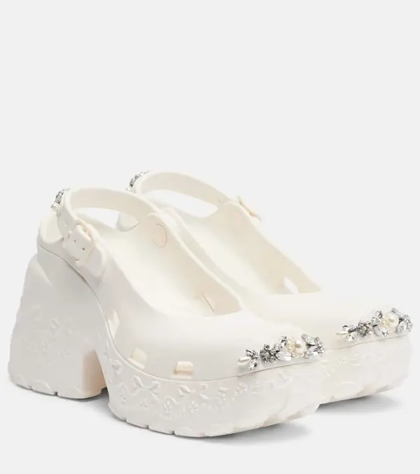 Simone Rocha Embellished Platform Pumps - White