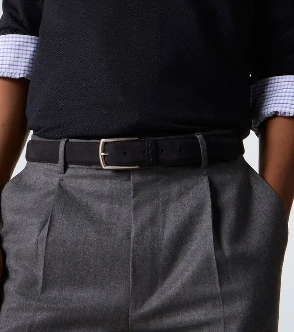 Zegna Triple Stitch Leather Belt - Blue