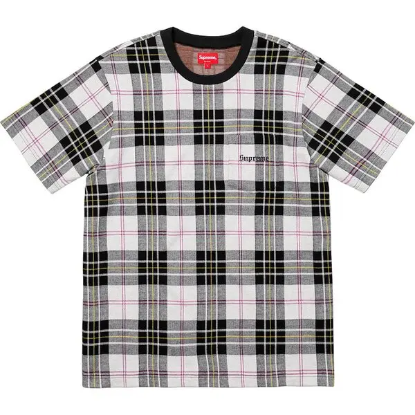 Supreme Jacquard Tartan Plaid Pocket Tee Shirt - White