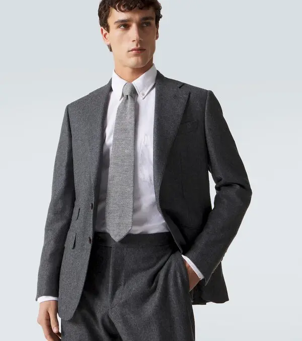 Thom Sweeney Knitted Linen Neck Tie - Grey
