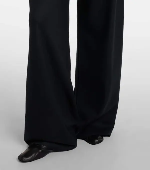 THE ROW Gala Virgin Wool Flannel Wide-leg Trousers - Black